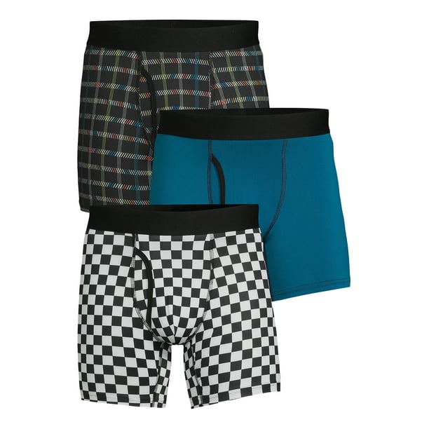 No Boundaries Men’s Tag-Free Printed Stretch Boxer Briefs, 3-Pack ...