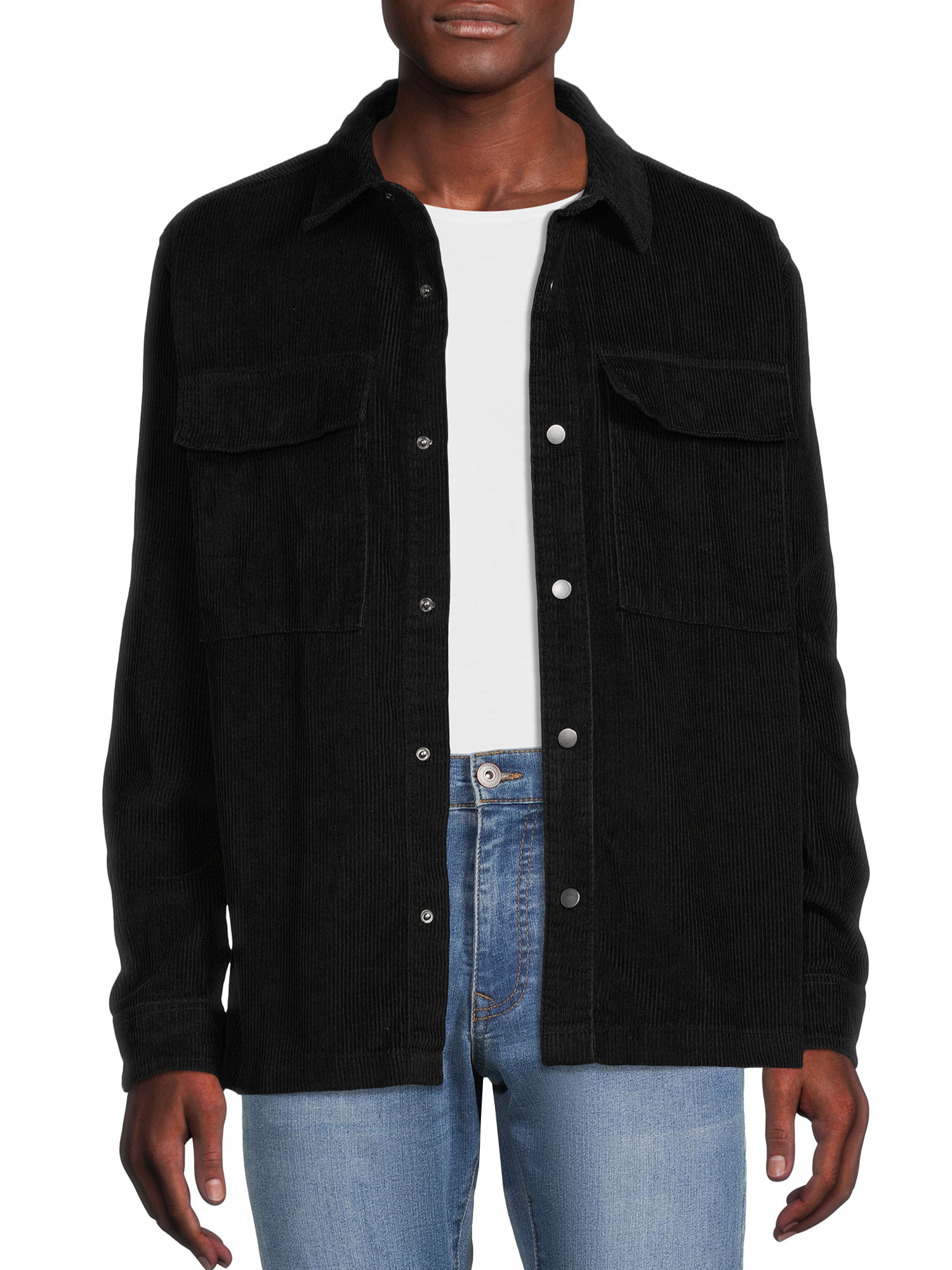 No Boundaries Men's and Big Men's Corduroy Layering Jacket, Sizes up to ...
