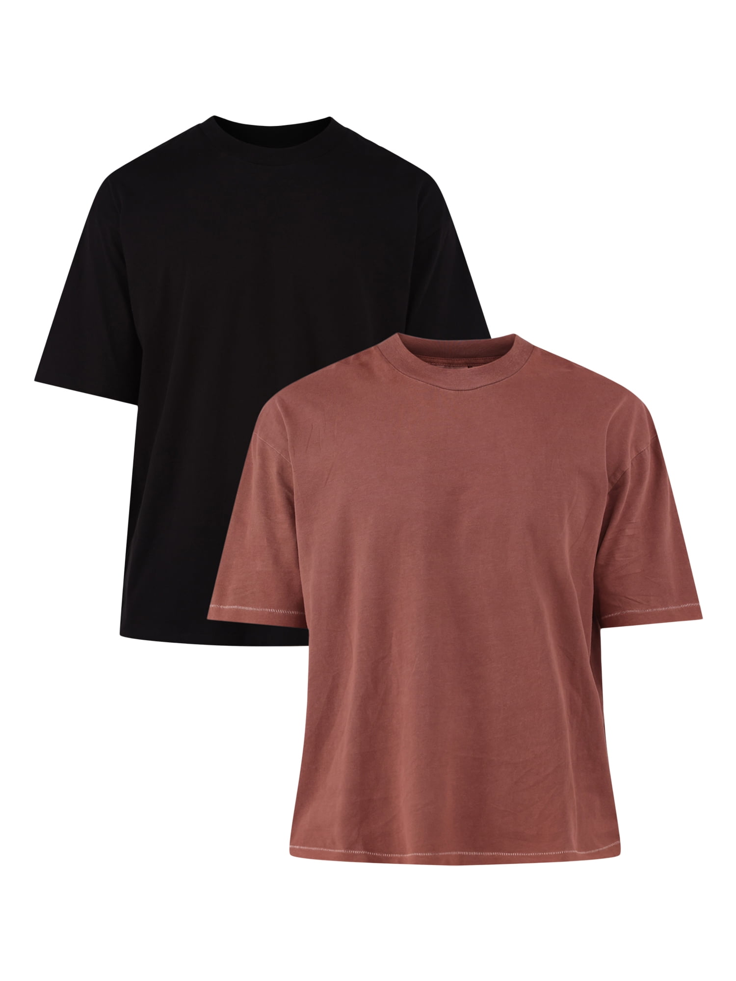 No Boundaries Men's & Big Men's Boxy Cropped Tee Shirt, 2-Pack Bundle ...