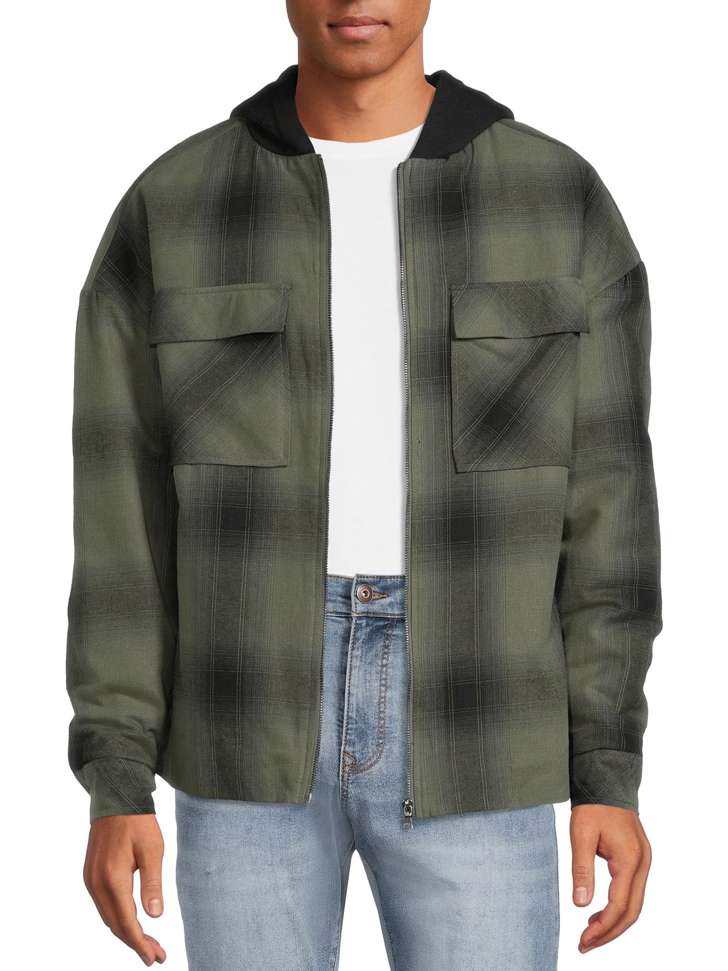 No Boundaries Men's and Big Men's Flannel Shacket, Sizes XS-5XL ...