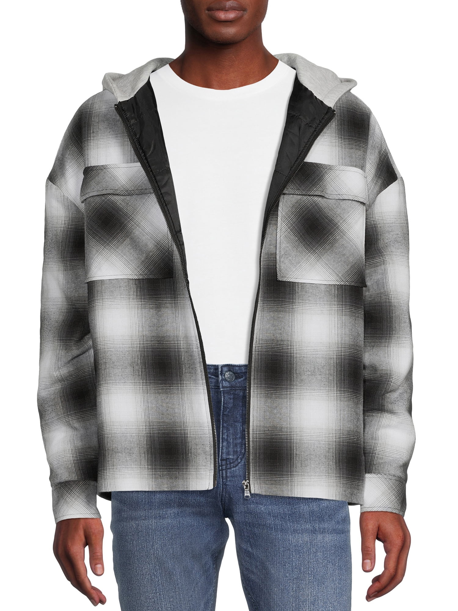 No Boundaries Men's and Big Men's Flannel Shacket, Sizes XS-5XL ...