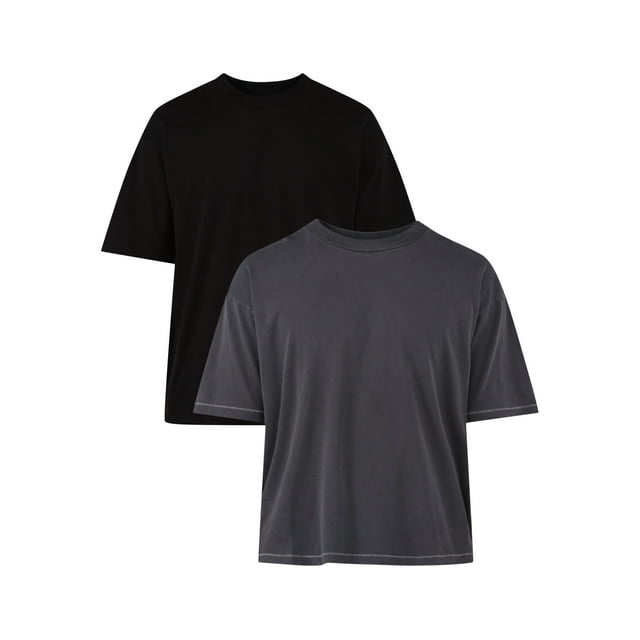 No Boundaries Men's & Big Men's Oversized Tee Shirt, 2-Pack Bundle ...