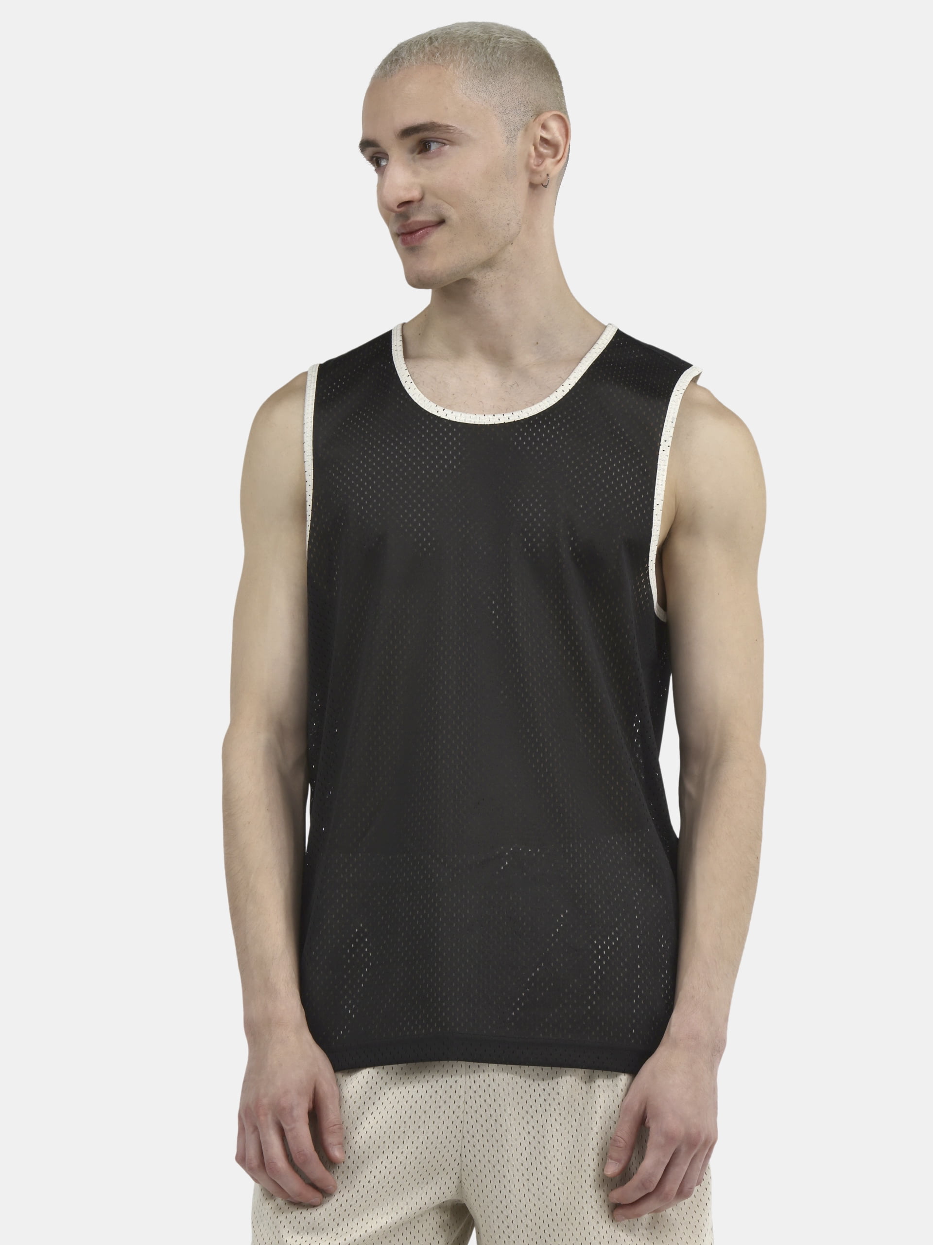 No Boundaries Men’s Mesh Tank Top Solid and Printed Sleeveless Scoop ...