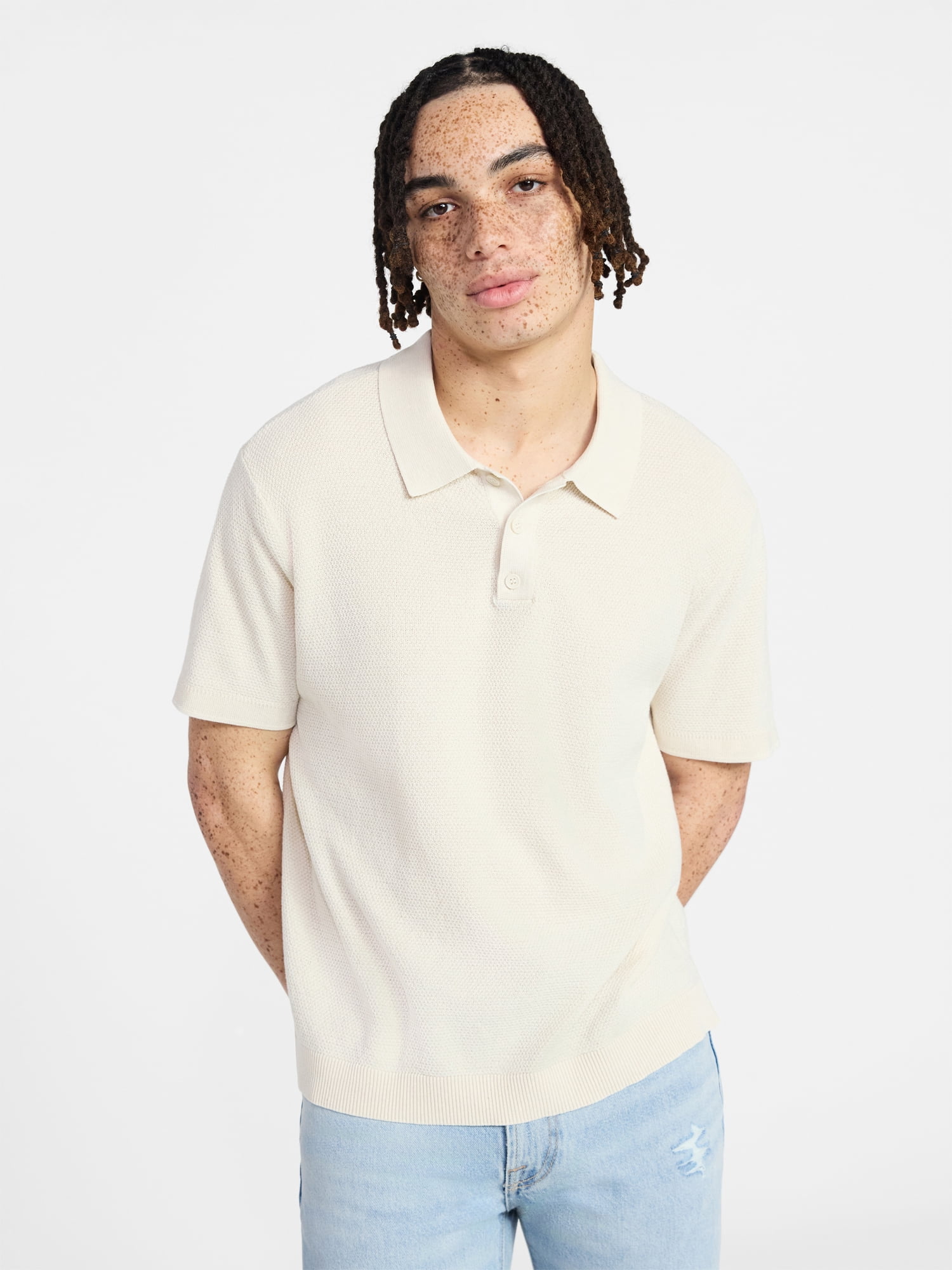 No Boundaries Mesh Polo Sweater with Short Sleeves, Men's XS-3XL ...