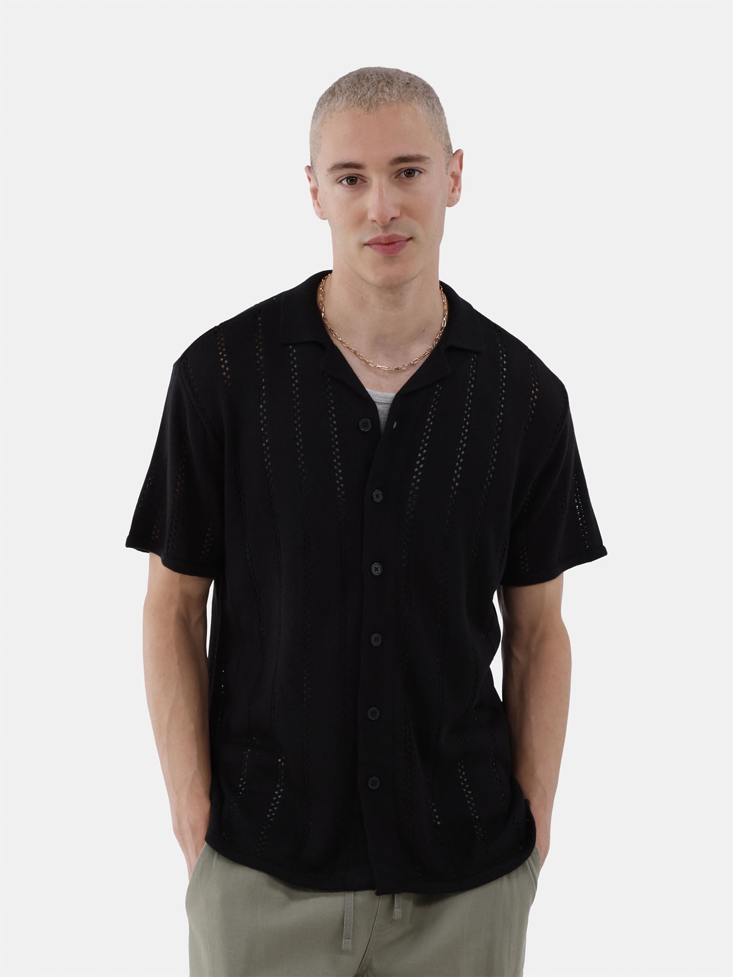 No Boundaries Sweater Knit Polo Shirt with Short Sleeves, Men's and Big ...