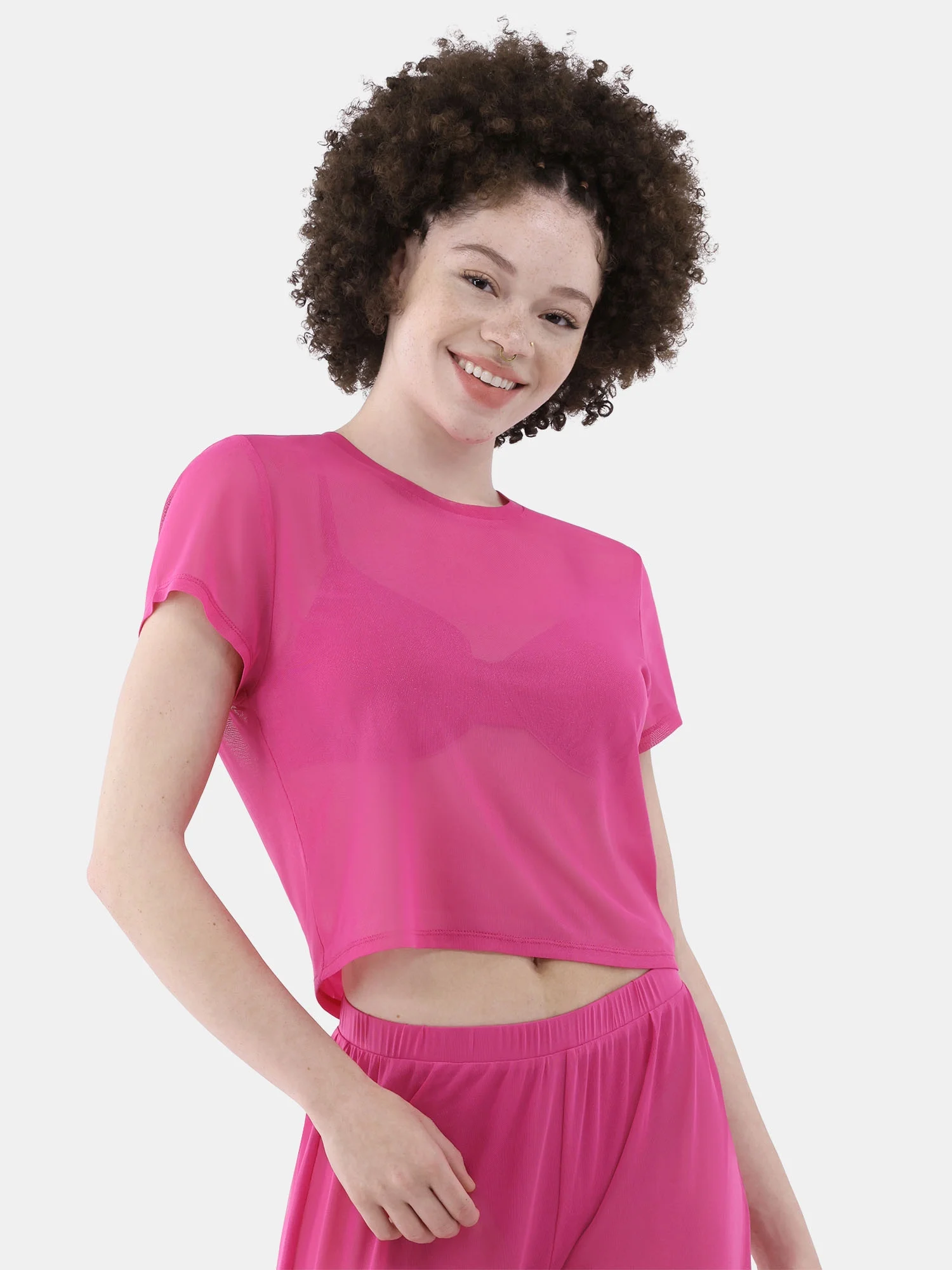 No Boundaries Mesh T-Shirt Coverup, Women's - Walmart.com