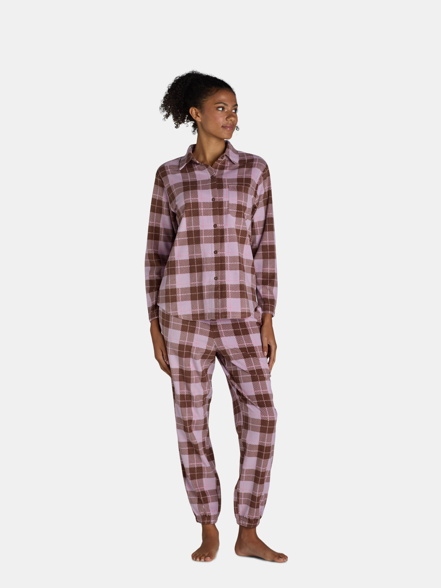 No Boundaries Micro Fleece Pajama Shirt and Pant set, 2-Piece, Sizes XS ...