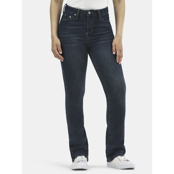 No Boundaries Women's Mid-Rise Bootcut Jeans 32 Inch Inseam Stretch ...