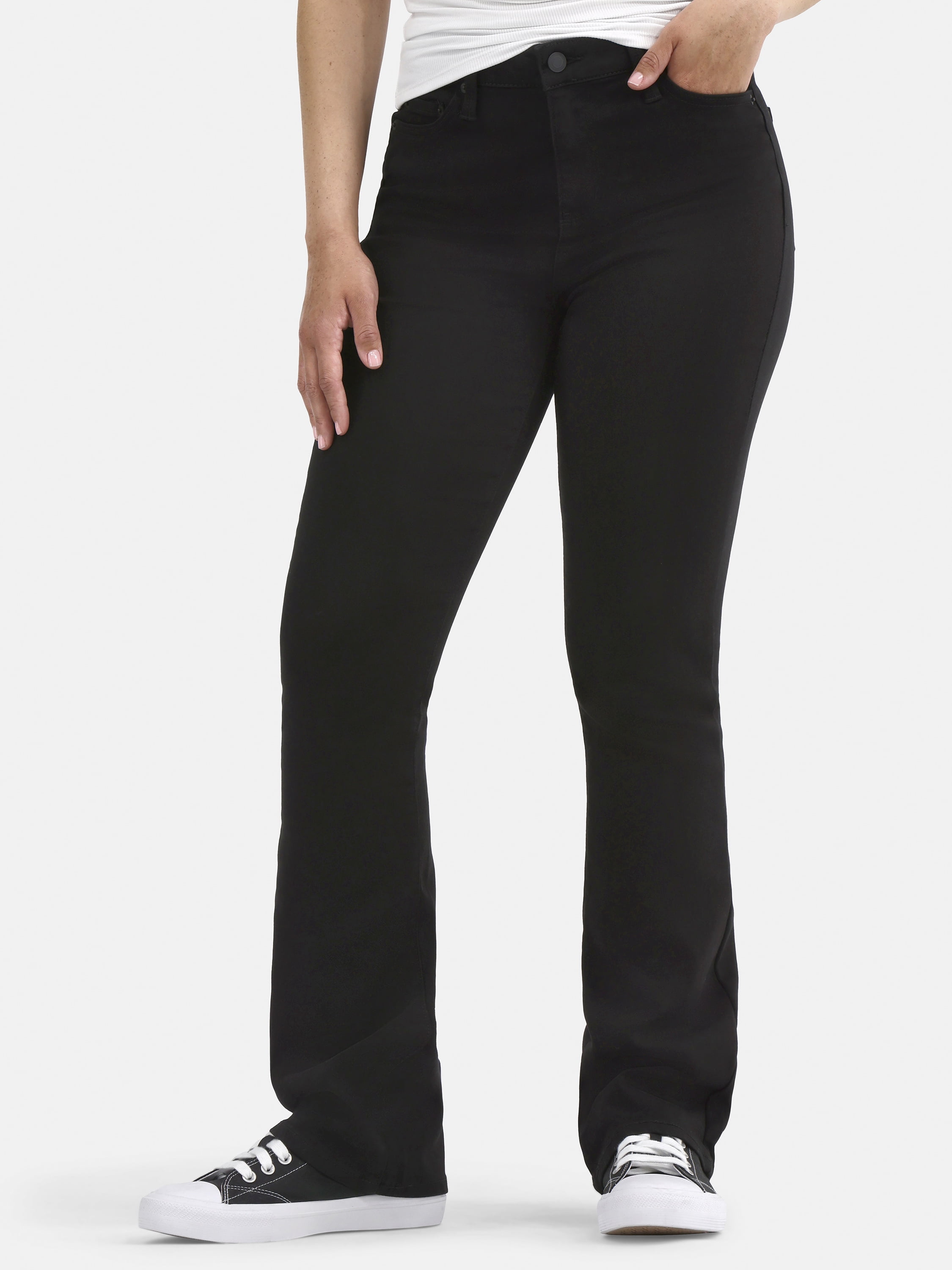 No Boundaries Women's Mid Rise Bootcut Jeans 32 Inch Inseam Stretch ...