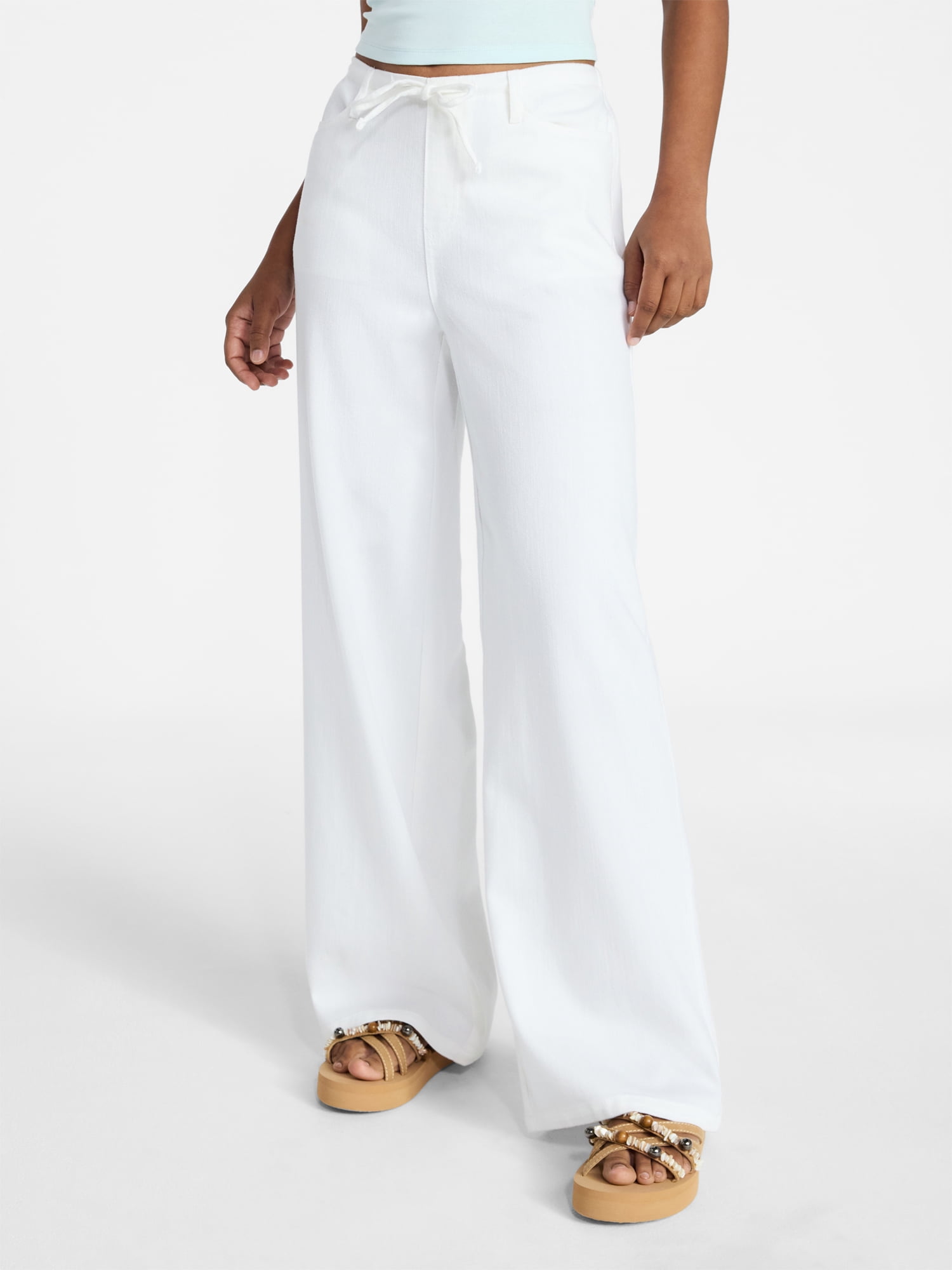 No Boundaries Mini Waist Wide Leg Pants, 31" Inseam, Women's XXS-XXL ...