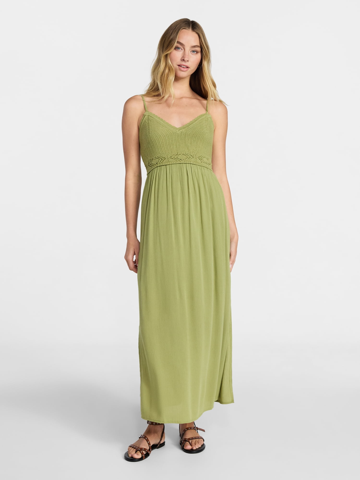 No Boundaries Mix Media Maxi Dress, Women's - Walmart.com
