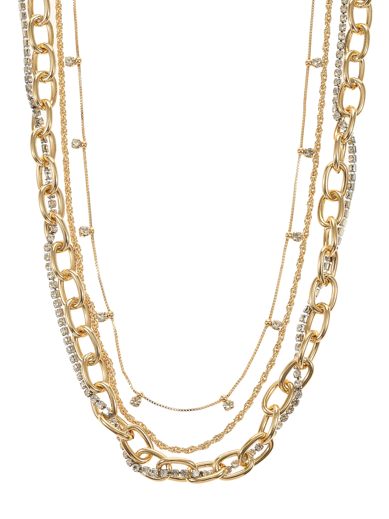No Boundaries Gold-Tone and Silver-Tone Mixed Plate Multi Row Necklaces ...