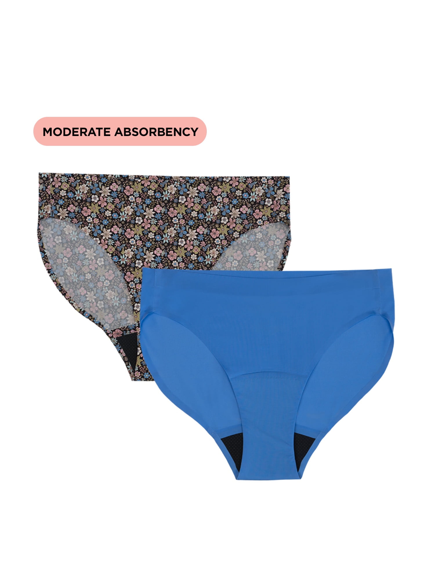 No Boundaries Bikini Moderate Absorbency Period Underwear, 2-Pack ...