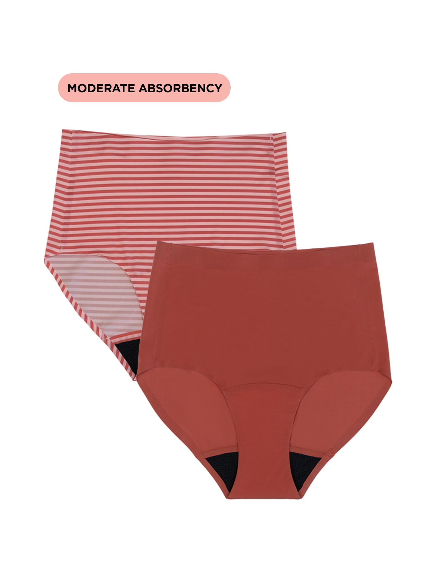 No Boundaries High-Rise Brief Moderate Absorbency Period Underwear, 2 ...