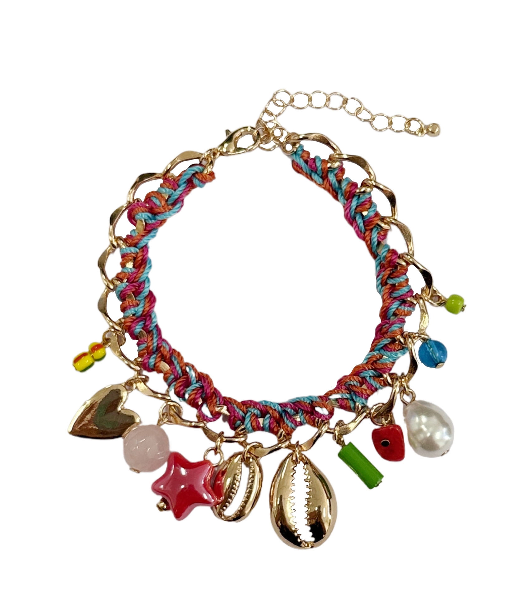 No Boundaries Multicolor Thread Chunky Shell Charm Bracelet for Female ...