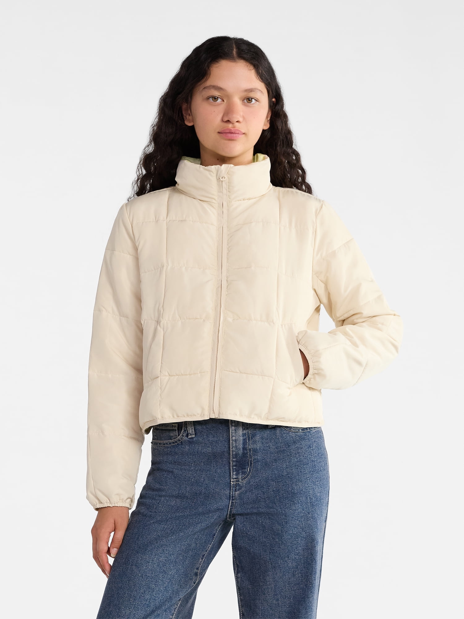 No Boundaries Packable Puffer Jacket, Women's and Women's Plus Sizes XS ...