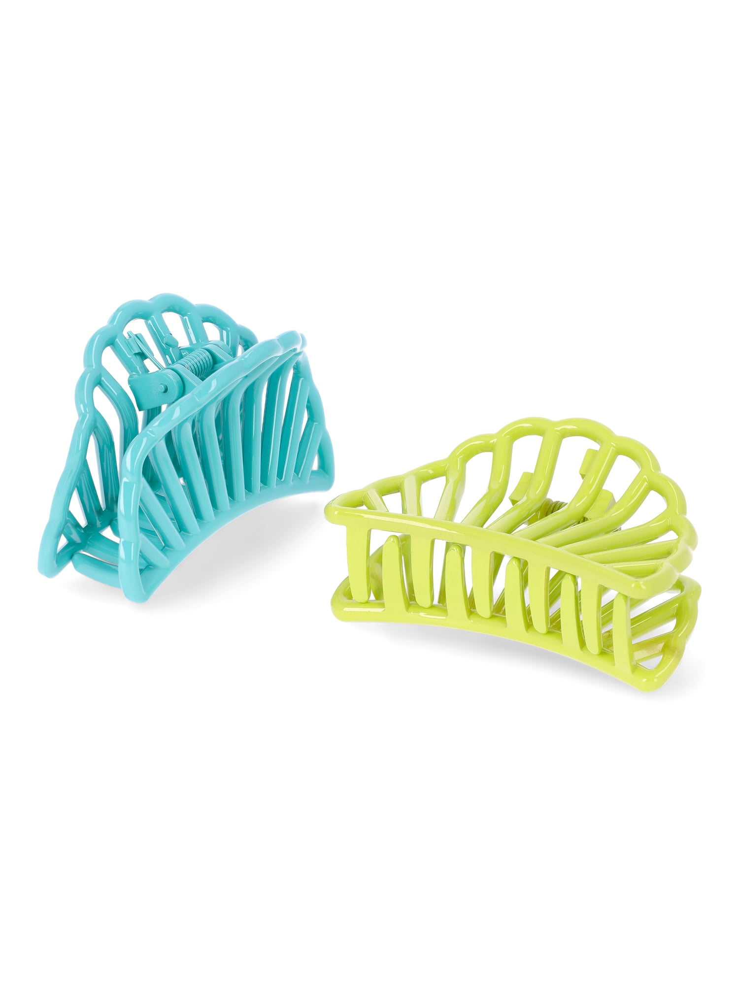 No Boundaries Plastic Seashell Hair Claw Clip Set, 2-Piece, Women’s ...