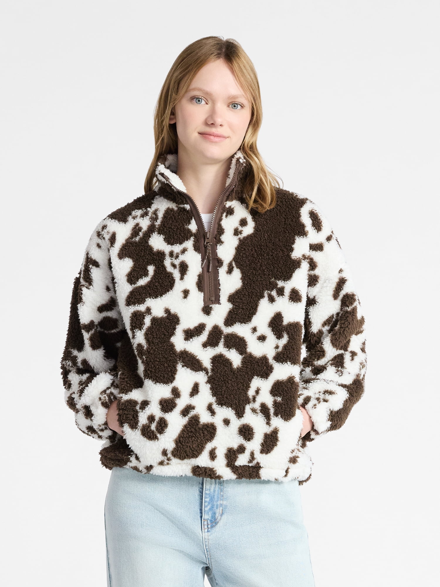 No Boundaries Plush Half-Zip Pullover, Women's - Walmart.com