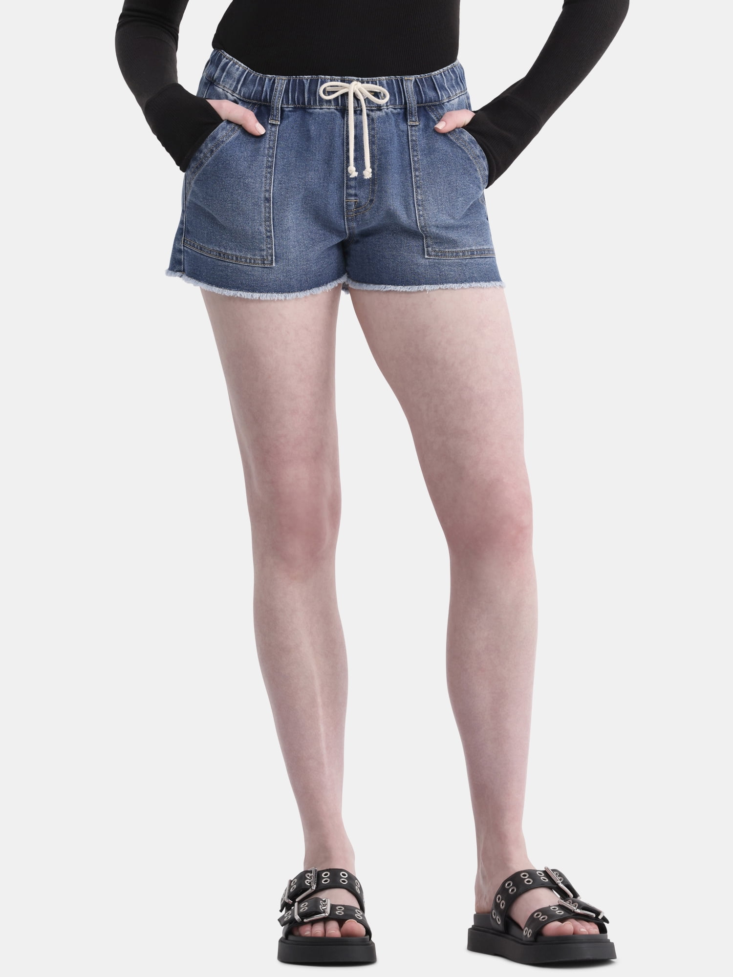 No Boundaries Drawstring Utility Shorts with Porkchop Pockets, 3 ...