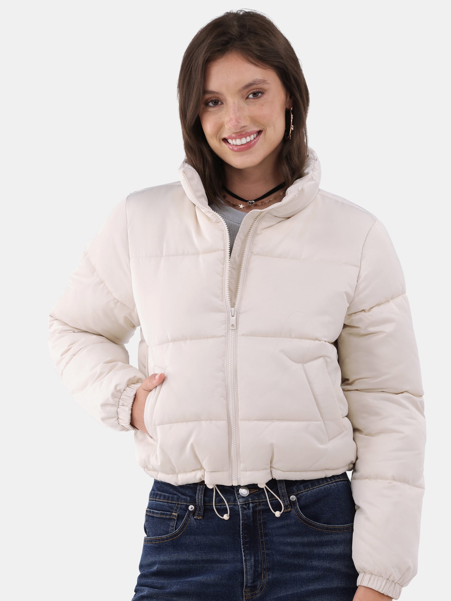 No Boundaries Puffer Jacket, Women's and Women's Plus - Walmart.com