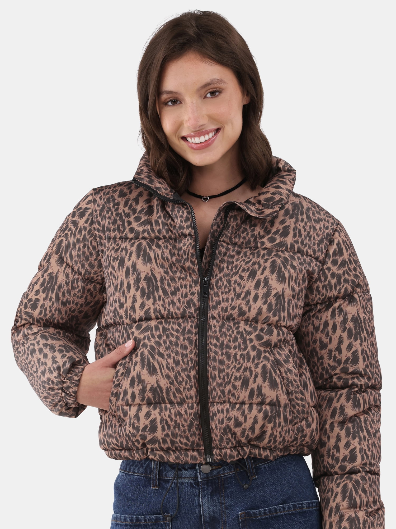 No Boundaries Puffer Jacket, Women's and Women's Plus - Walmart.com