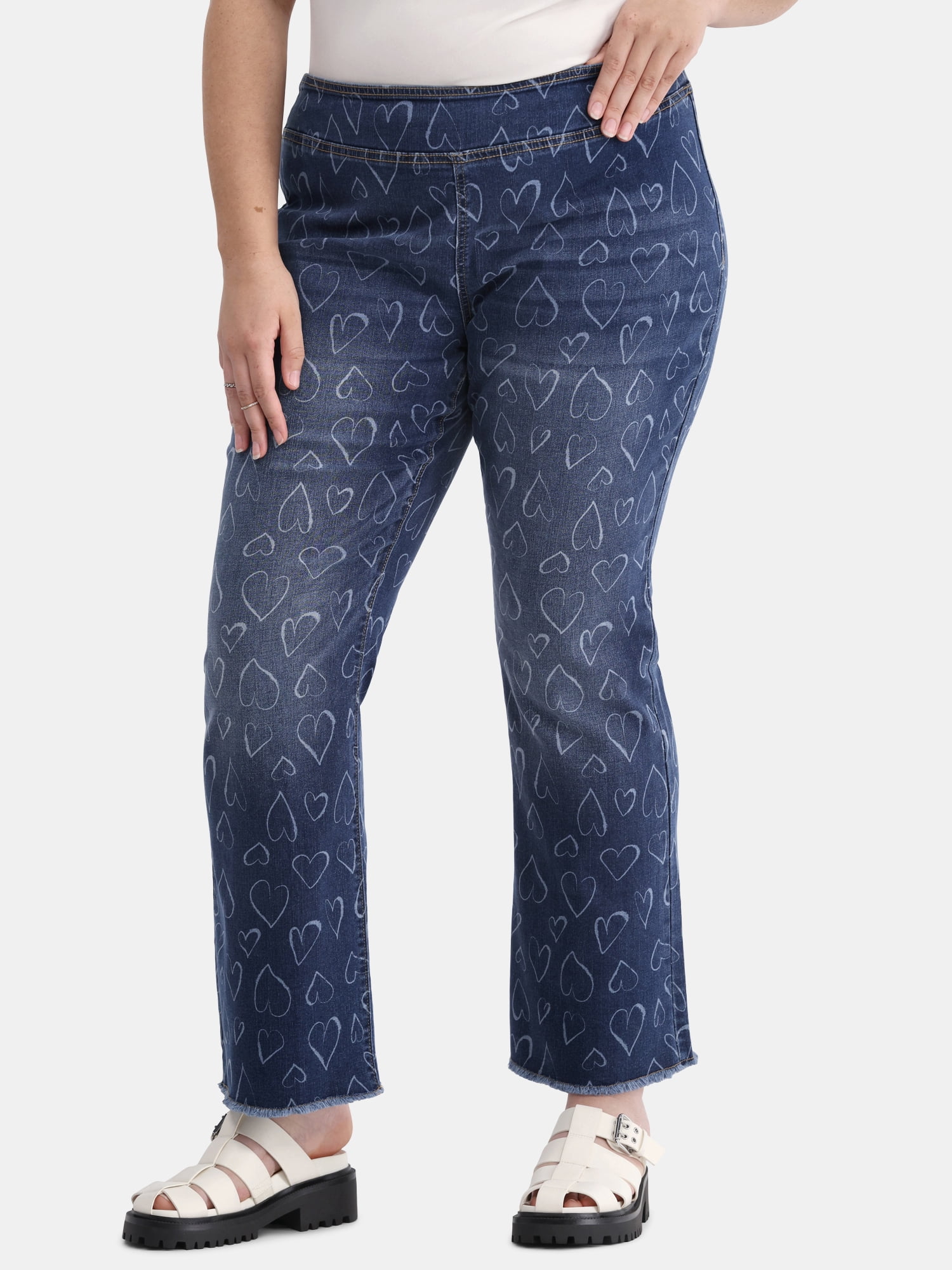 No Boundaries Pull-On Bootcut Jeans, 32” Inseam, Women's and Women's ...