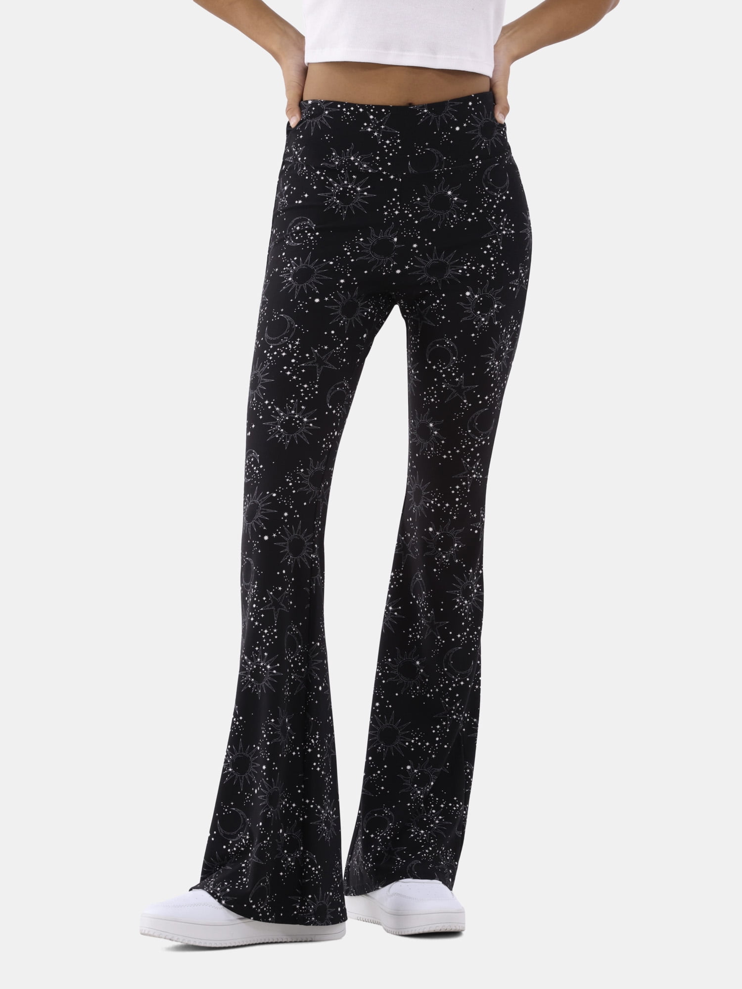 No Boundaries Pull On Flare Pants, 32” Inseam, 1 or 2-Pack, Women’s ...