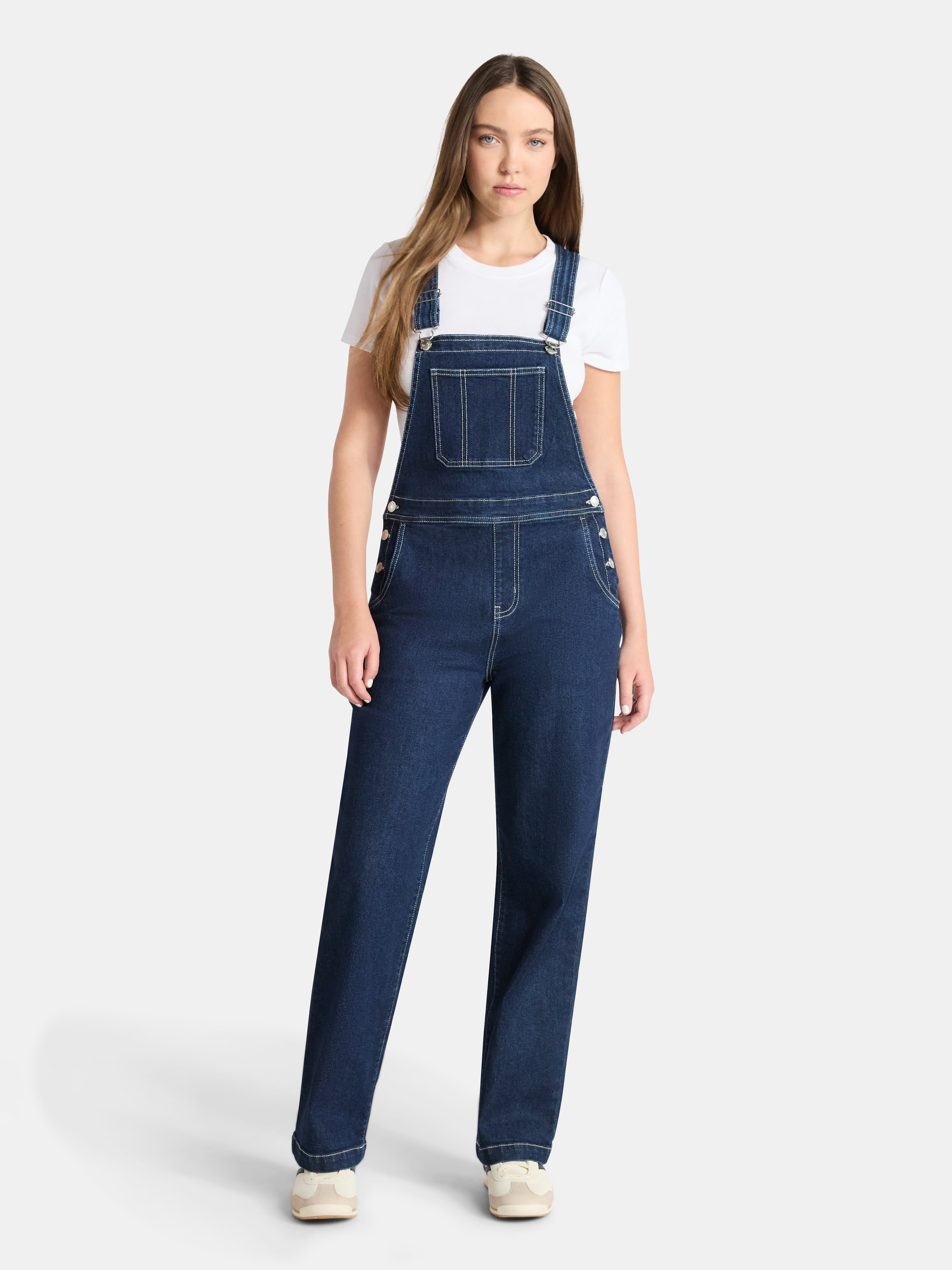 No Boundaries Relaxed Wide-Leg Denim Overalls, Women's - Walmart.com