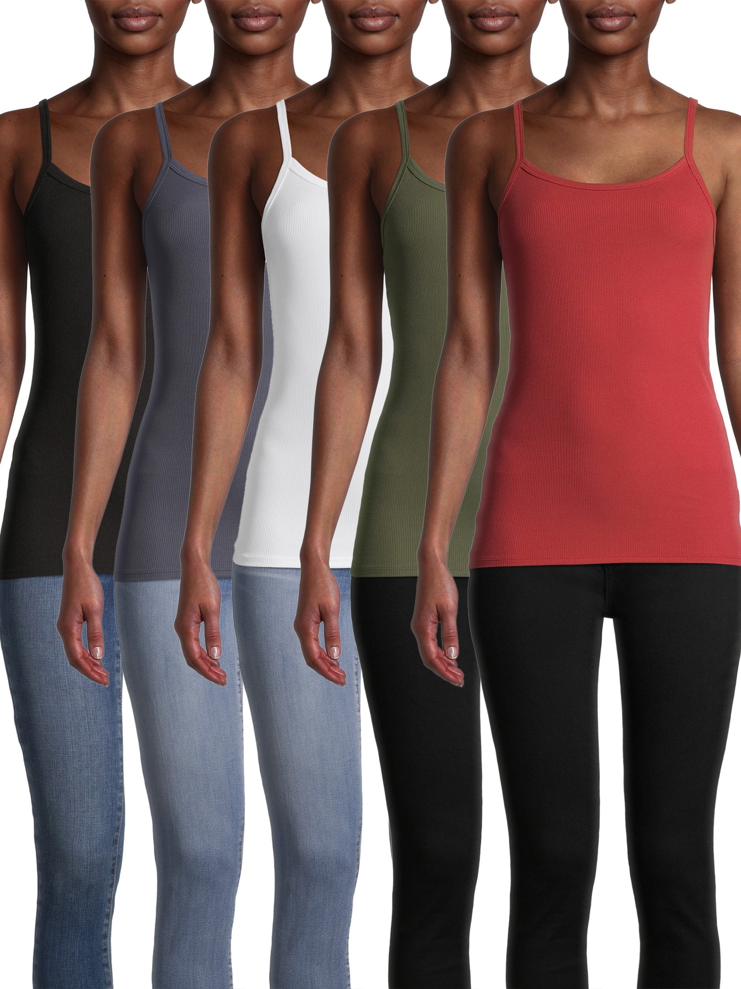 No Boundaries Rib Cami Top, 1 or 5-Pack, Women's - Walmart.com