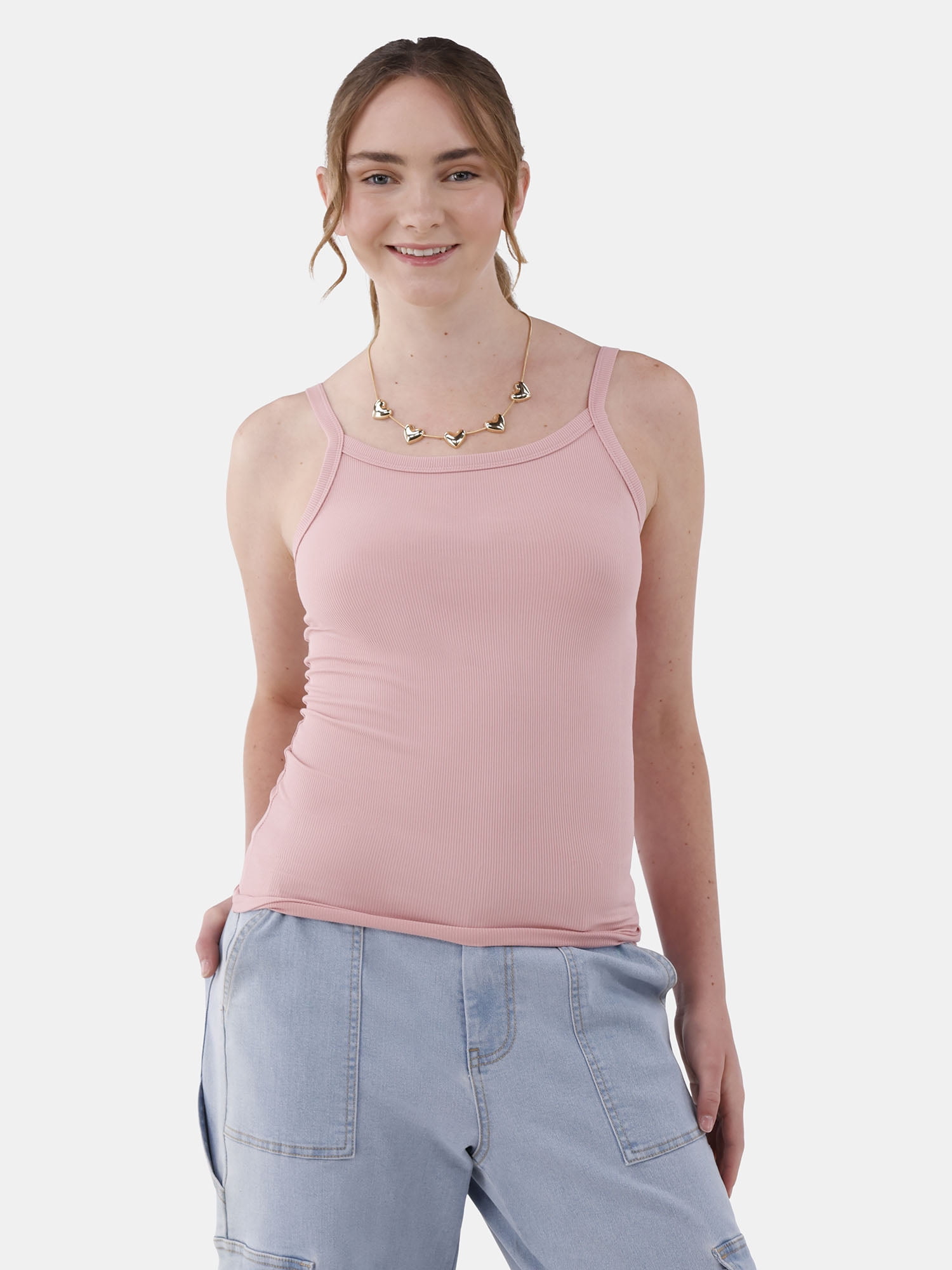 No Boundaries Women's Ribbed Cami Top 1 or 5 Pack Sleeveless Soft ...