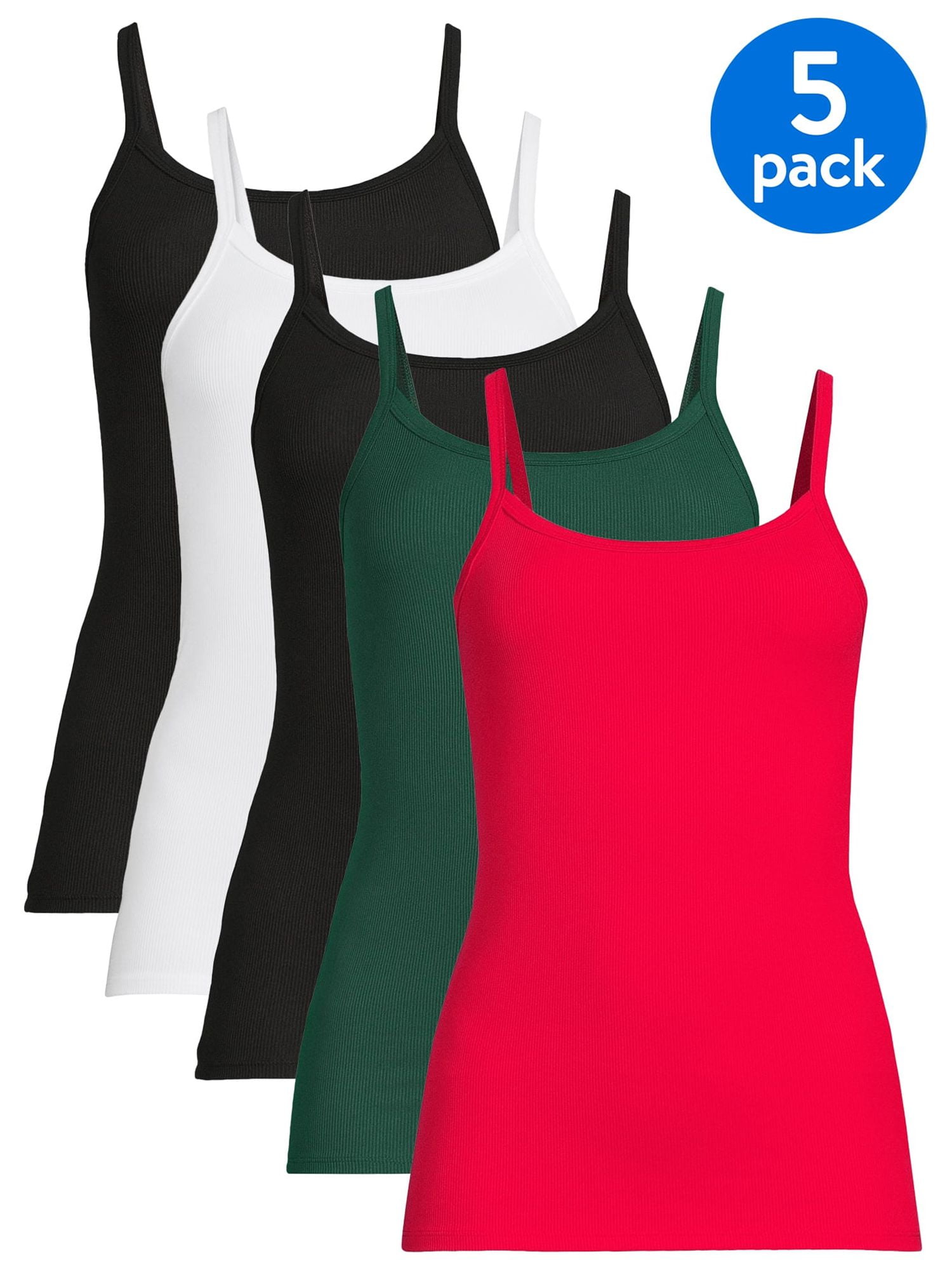 No Boundaries Ribbed Cami Top, 1 or 5-Pack, Women's - Walmart.com