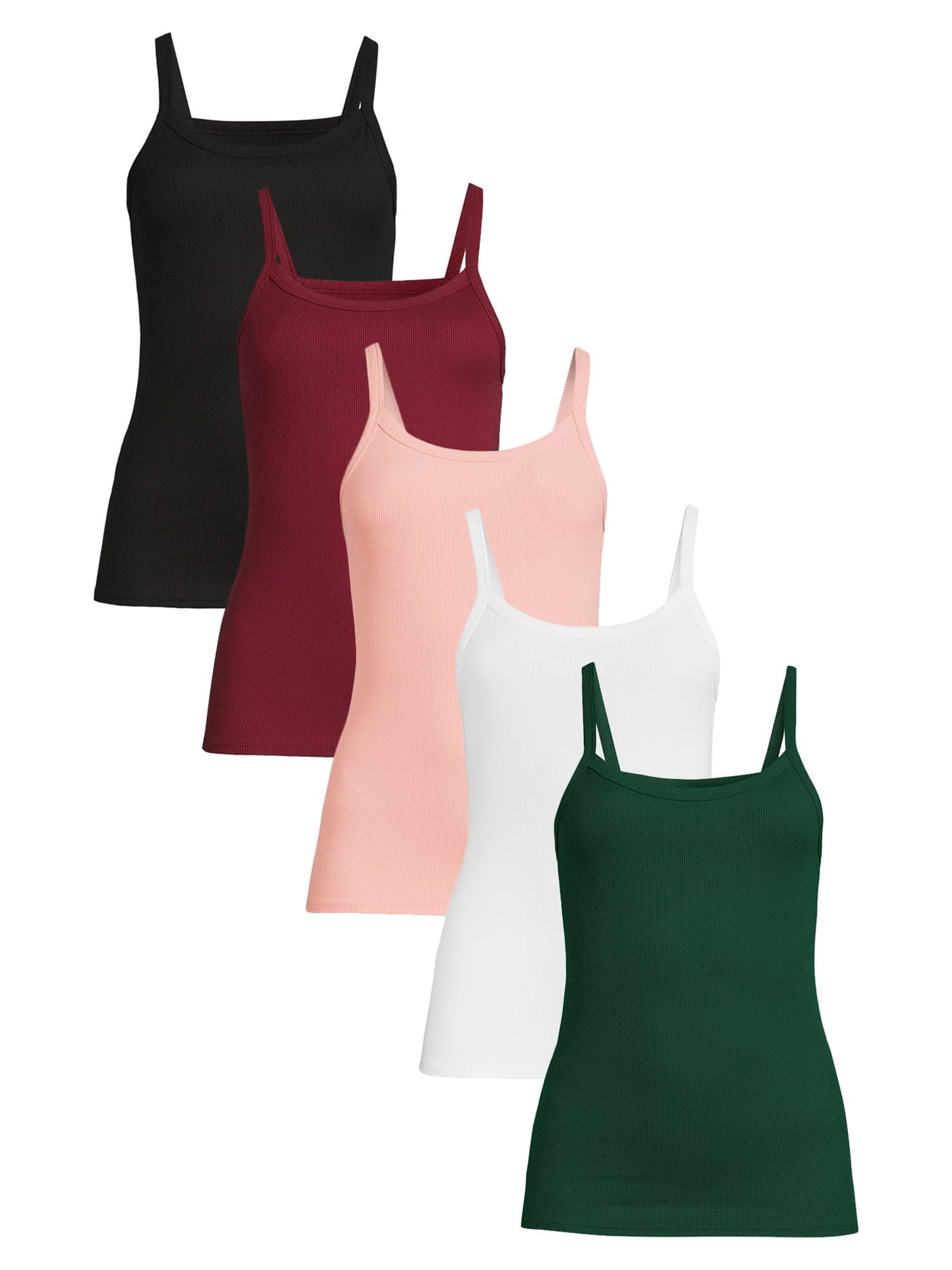 No Boundaries Ribbed Cami Top, 5-Pack, Women's XXS-XXL - Walmart.com