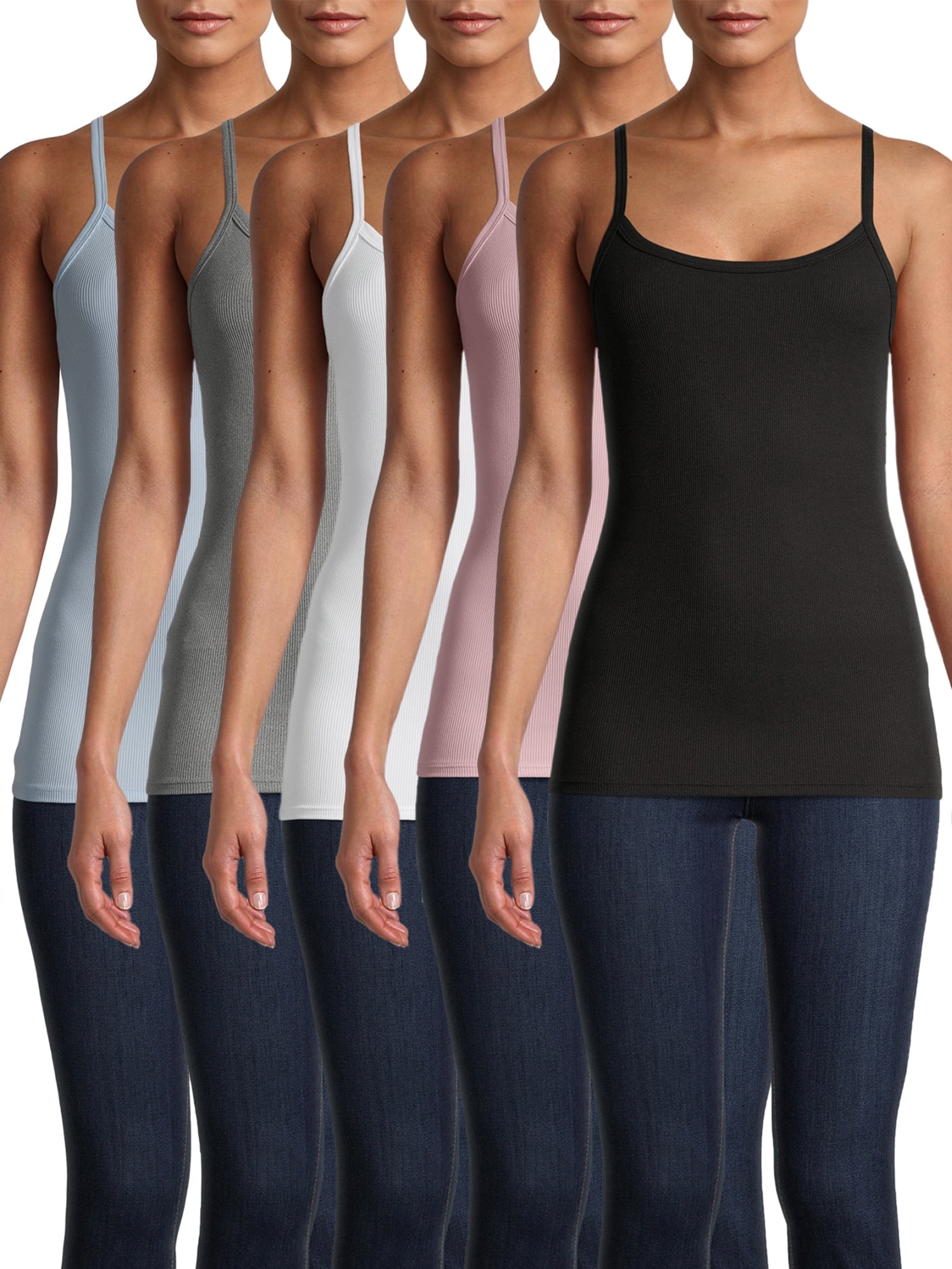 No Boundaries Ribbed Cami Top, 1 or 5-Pack, Women's - Walmart.com