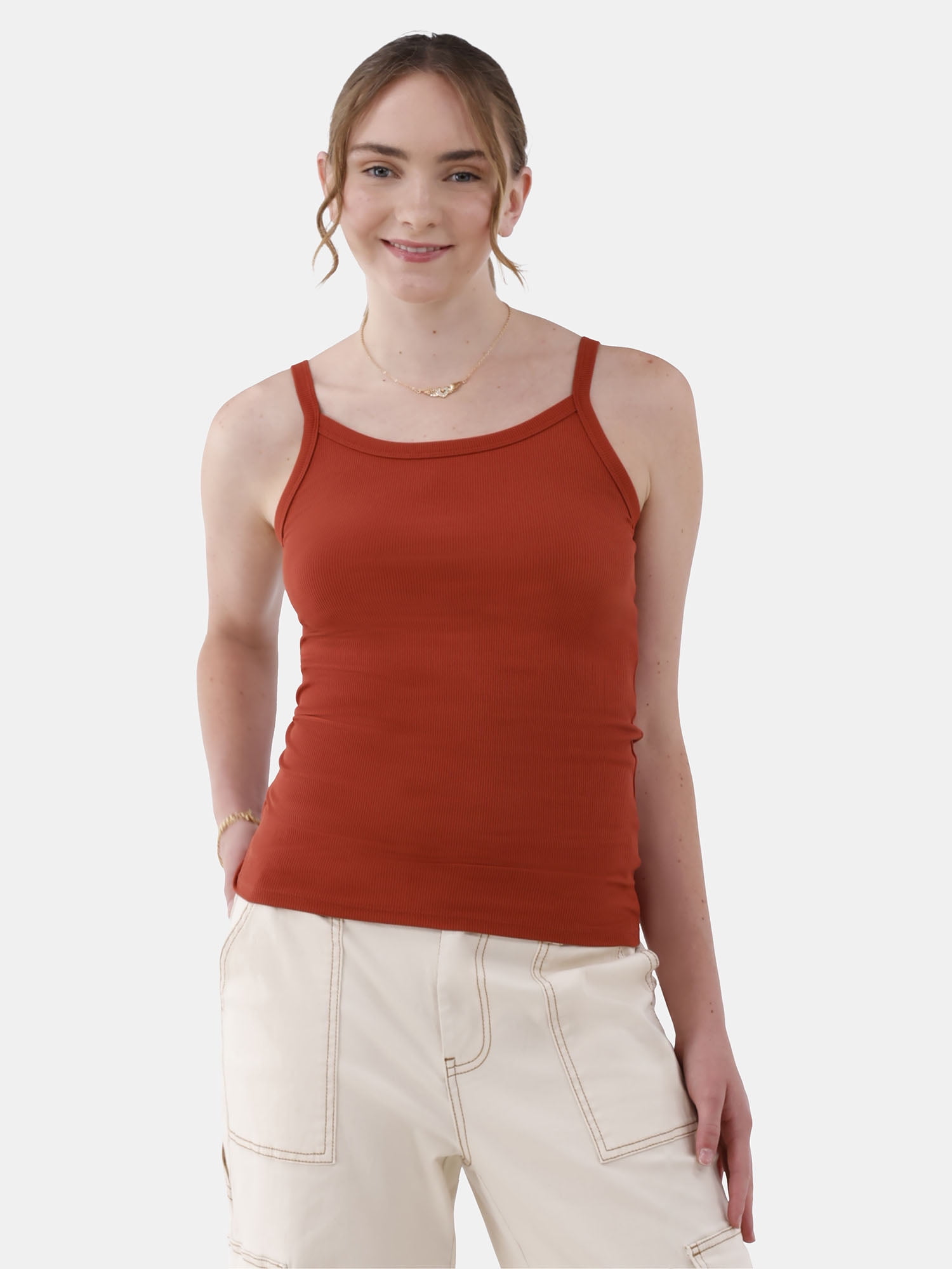 No Boundaries Women's Ribbed Cami Top, 1 or 5-Pack, Stretchy Brushed ...