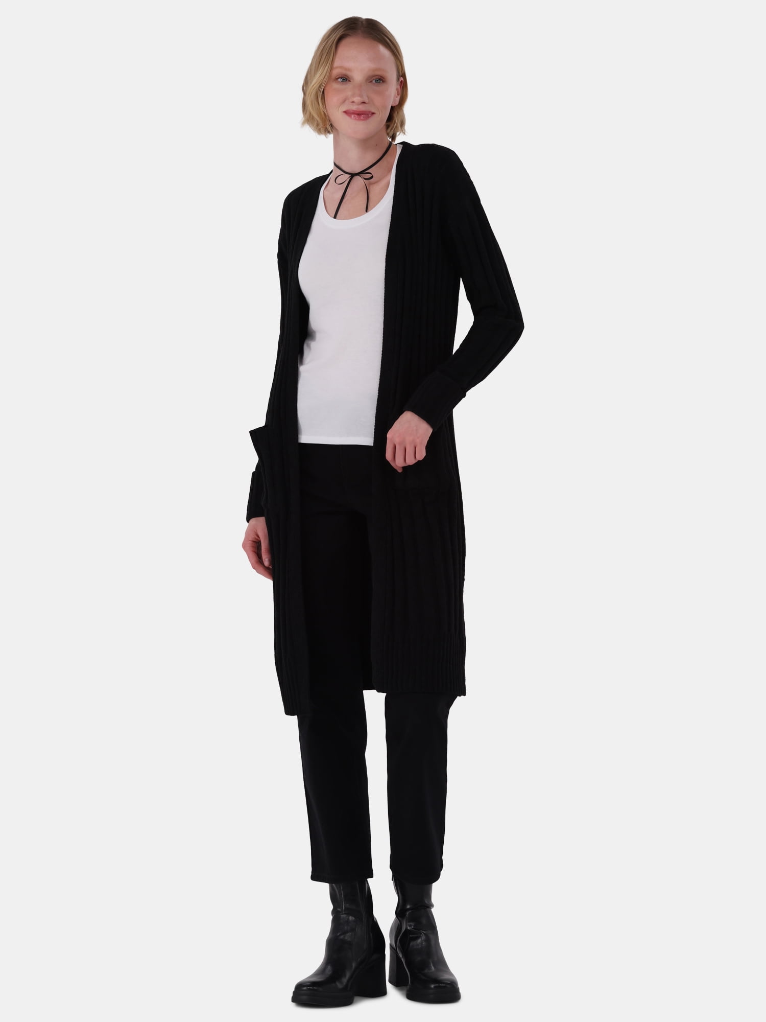 No Boundaries Ribbed Duster Cardigan Sweater, Midweight, Women's and ...