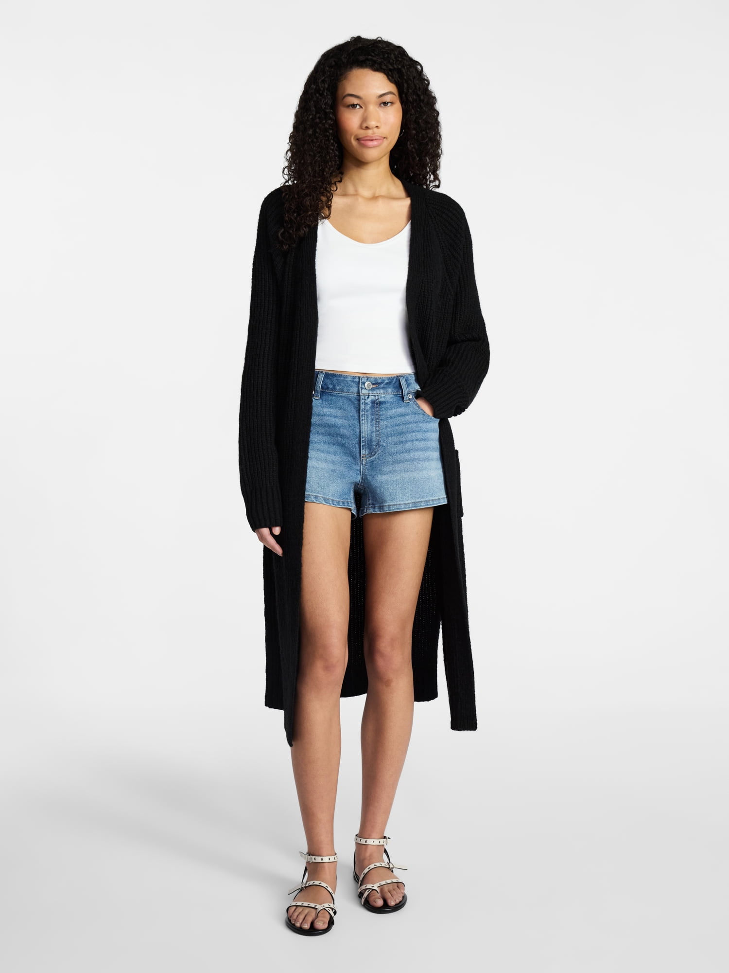 No Boundaries Ribbed Open Front Duster, Women’s XXS-XXL - Walmart.com