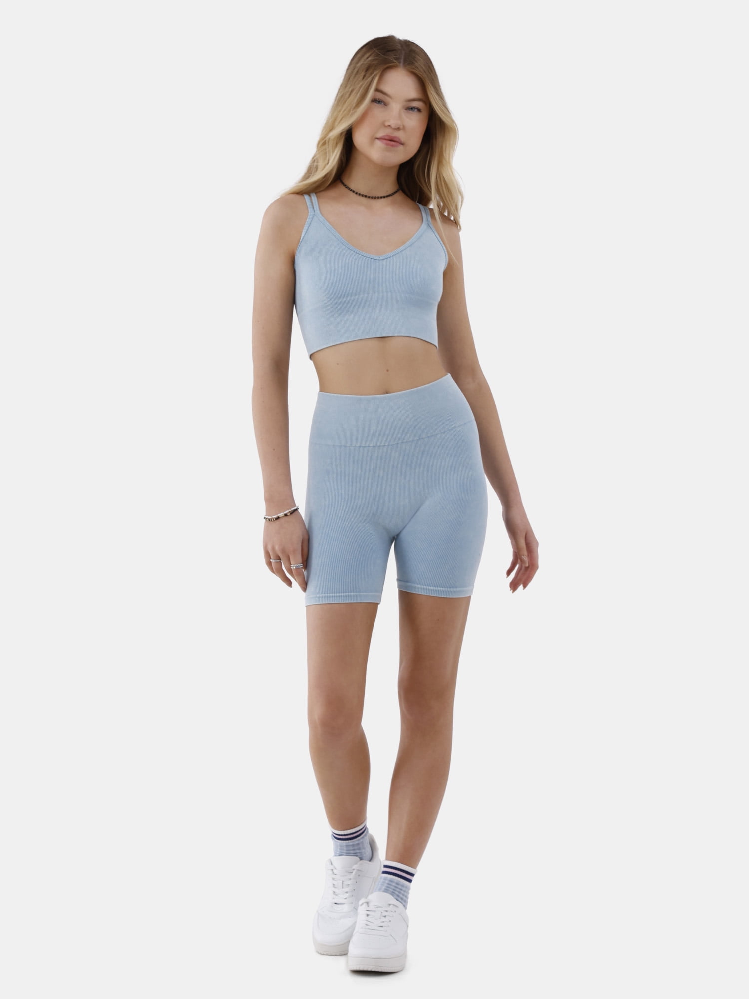 No Boundaries Ribbed Seamless Cami & Shorts Set - Walmart.com