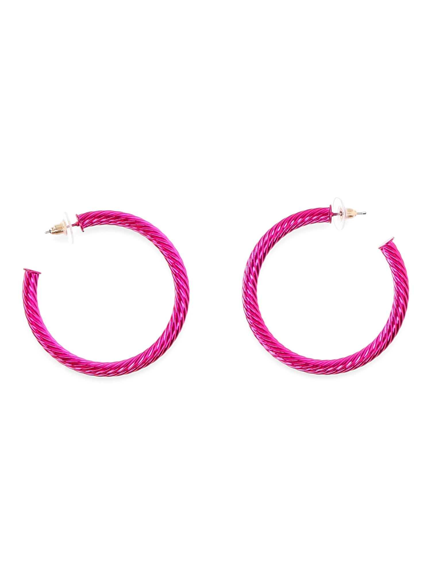 No Boundaries Rope Textured Hoop Earrings, Pink, Women’s - Walmart.com