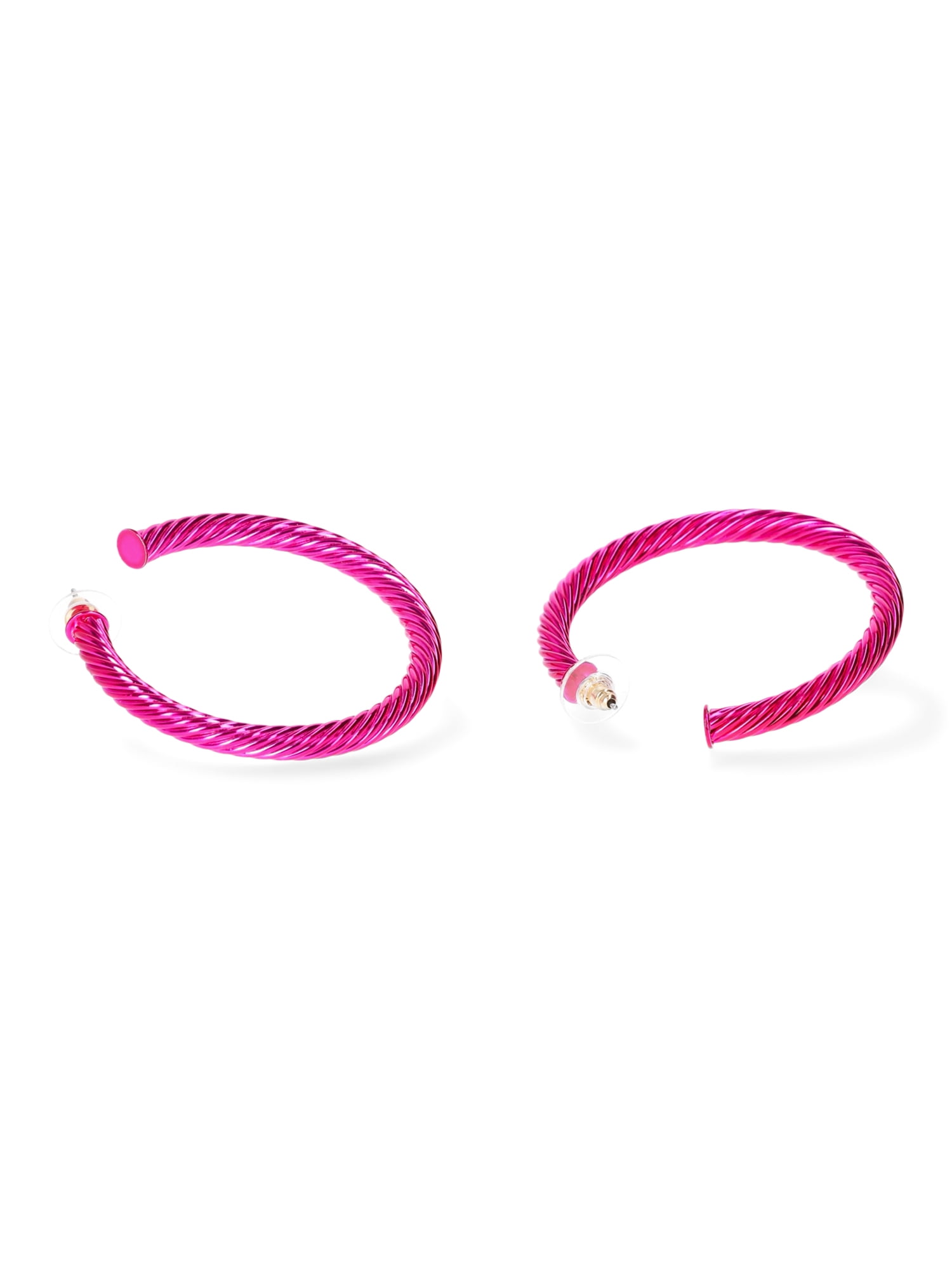 No Boundaries Rope Textured Hoop Earrings, Pink, Women’s - Walmart.com