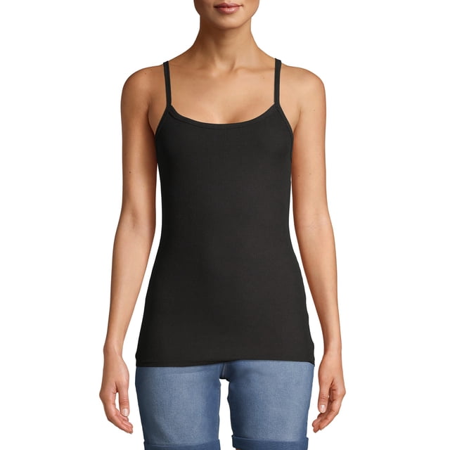 No Boundaries Scoop Neck Spaghetti Straps Ribbed Cami (Juniors) 1 Pack ...