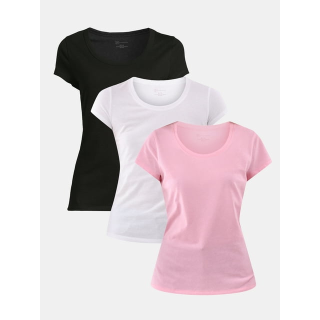 No Boundaries Scoop Neck Tee with Short Sleeves, 1 or 3-Pack, Women’s ...