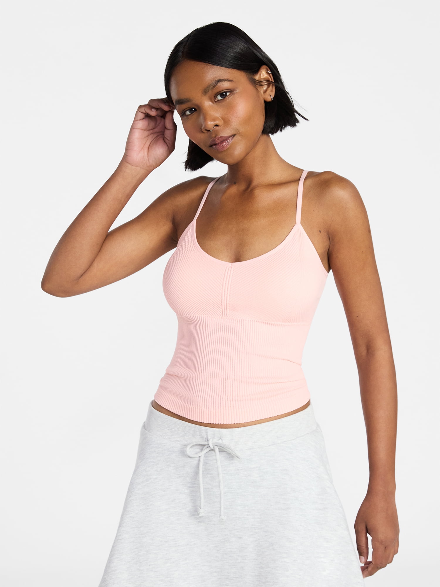 No Boundaries Textured V-Neck Cami Top, Women's XXS-XXL - Walmart.com