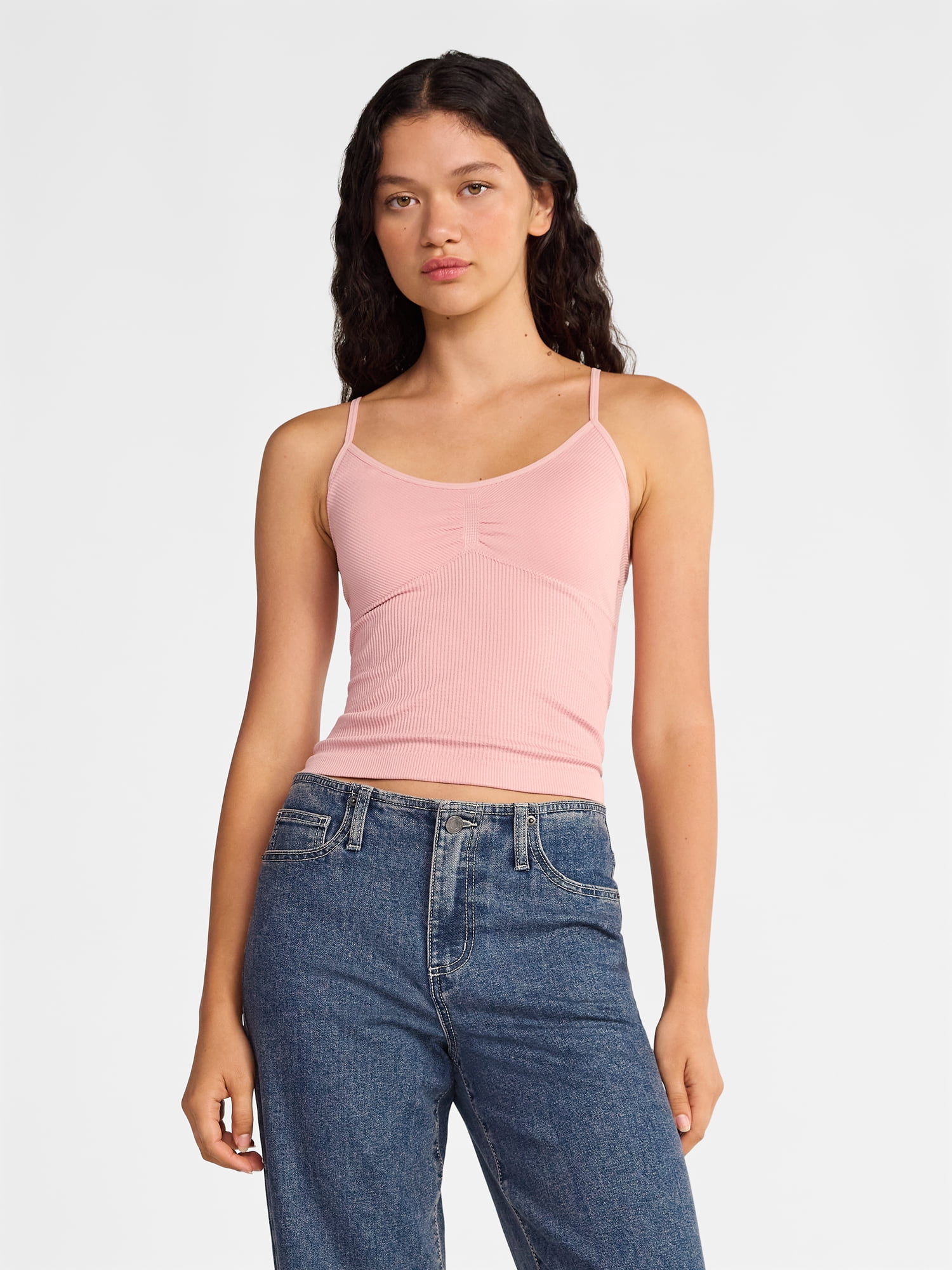 No Boundaries Seamless Mitered Textured Tank Top, Women's - Walmart.com