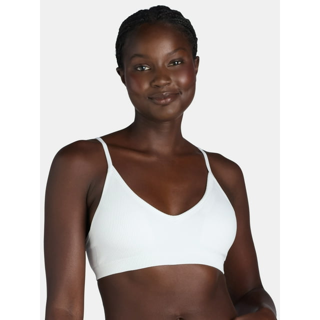 No Boundaries Seamless Ribbed Triangle Bralette, Women’s and Women’s Plus, Sizes XS-3XL ...