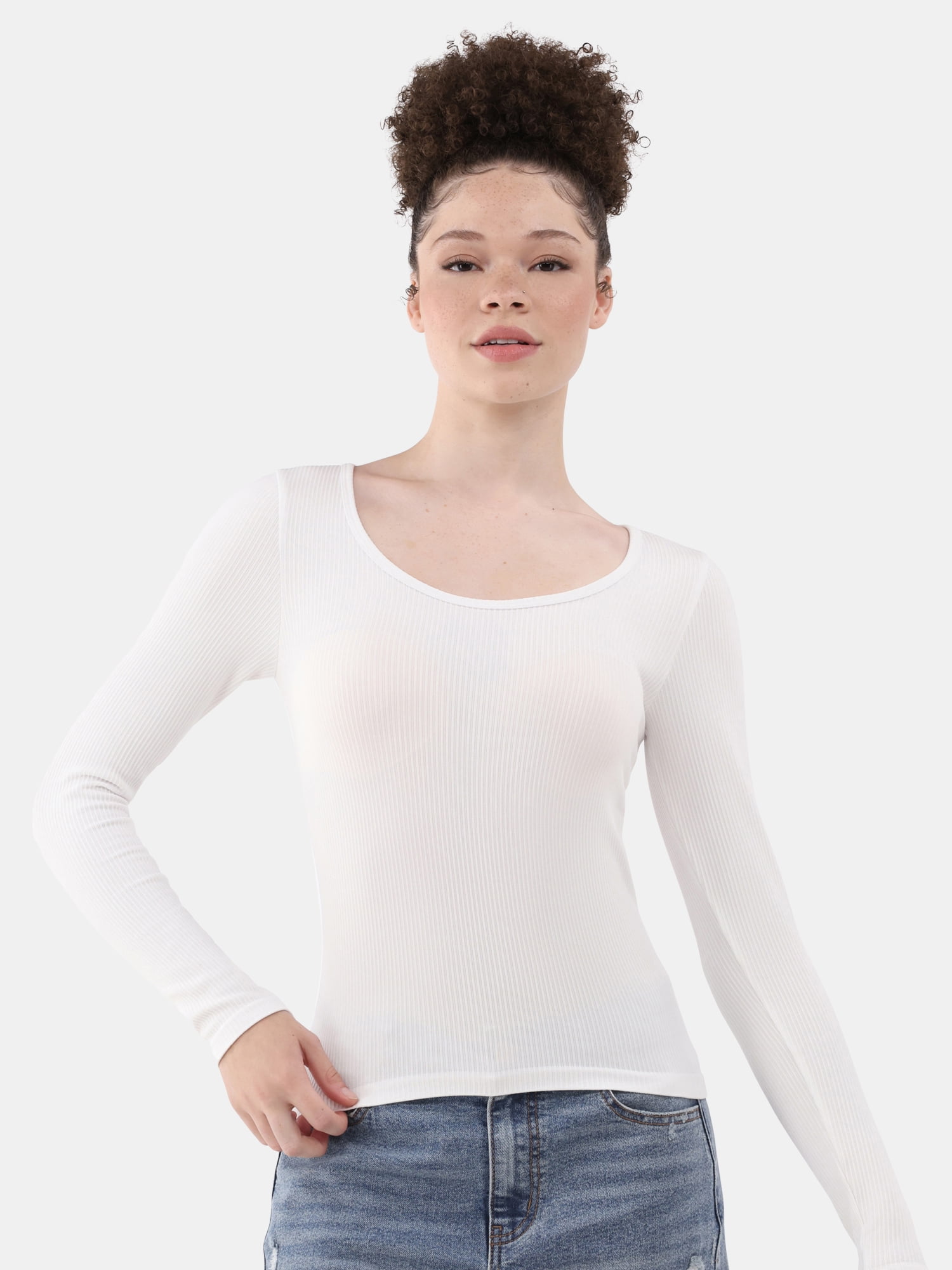 No Boundaries Seamless Scoop Neck Top, Women's - Walmart.com
