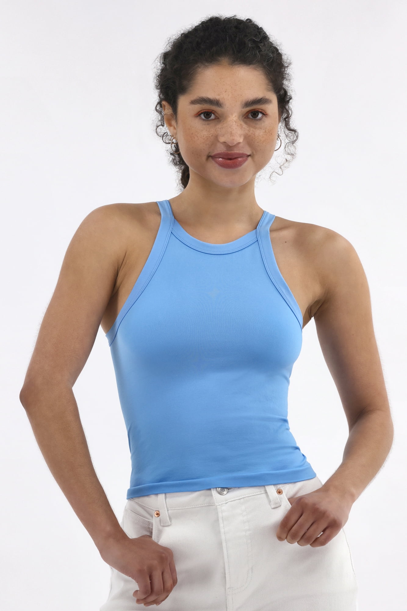 No Boundaries Seamless Women's Tank Top High Neck Slim Fit Cropped Top ...