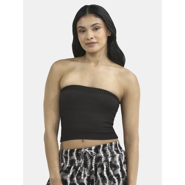 No Boundaries Seamless Textured Tube Top, Women's - Walmart Business ...