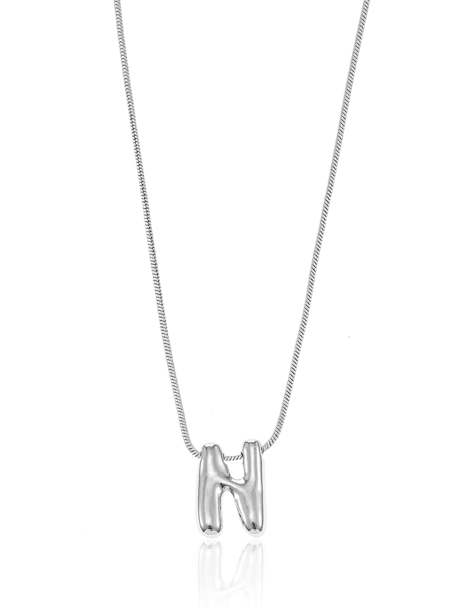 No Boundaries Silvertone Initial Bubble Letter Necklace, 1 Piece ...