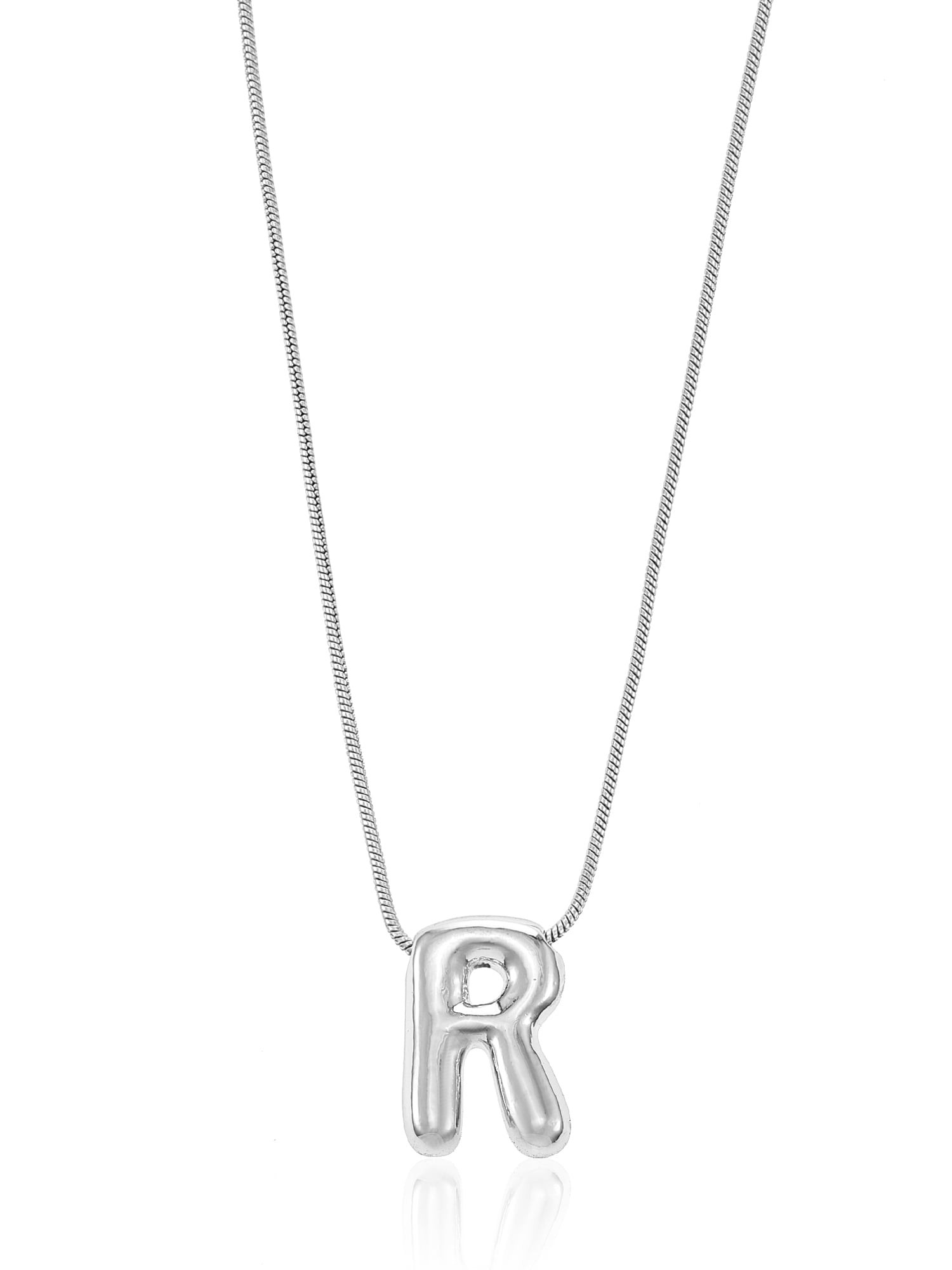 No Boundaries Silvertone Initial Bubble Letter Necklace, 1 Piece ...