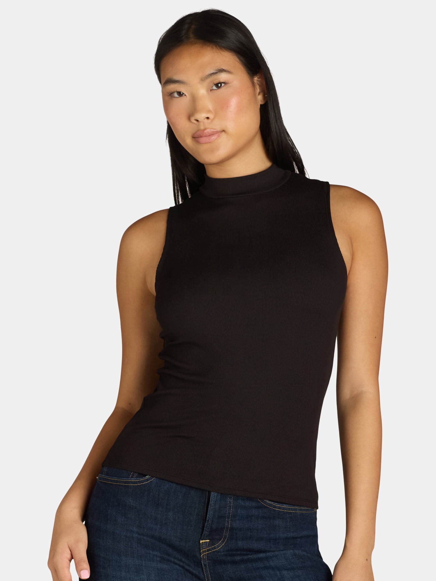 No Boundaries Sleeveless Mock Neck Top, Women’s - Walmart.com